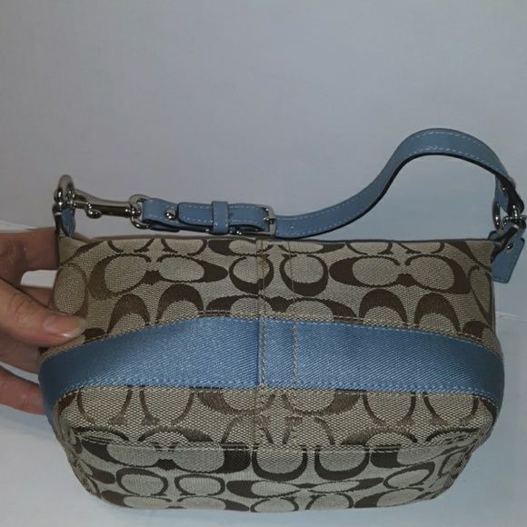 Coach | Bags | Like Newcoach Blue Signature Stripe Top Handle | Poshmark